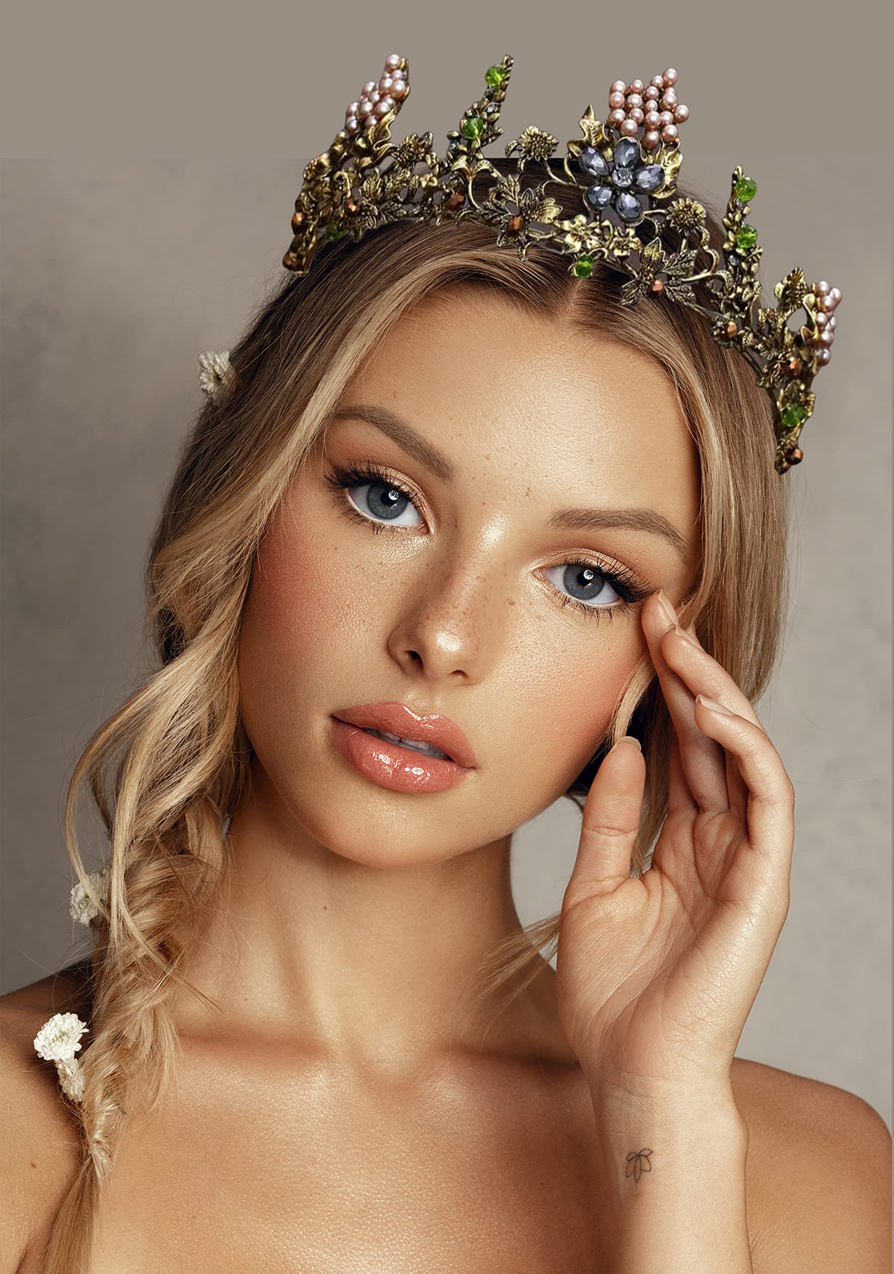 Fairy Crown Tiara - Colourful & Earthy Floral goddess green Woodland Elven Forest Princess Crown