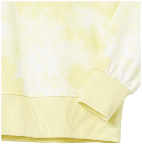 Amazon Essentials Women's Classic-Fit Gathered Long-Sleeve Crewneck Sweatshirt, Yellow Tie Dye, Small