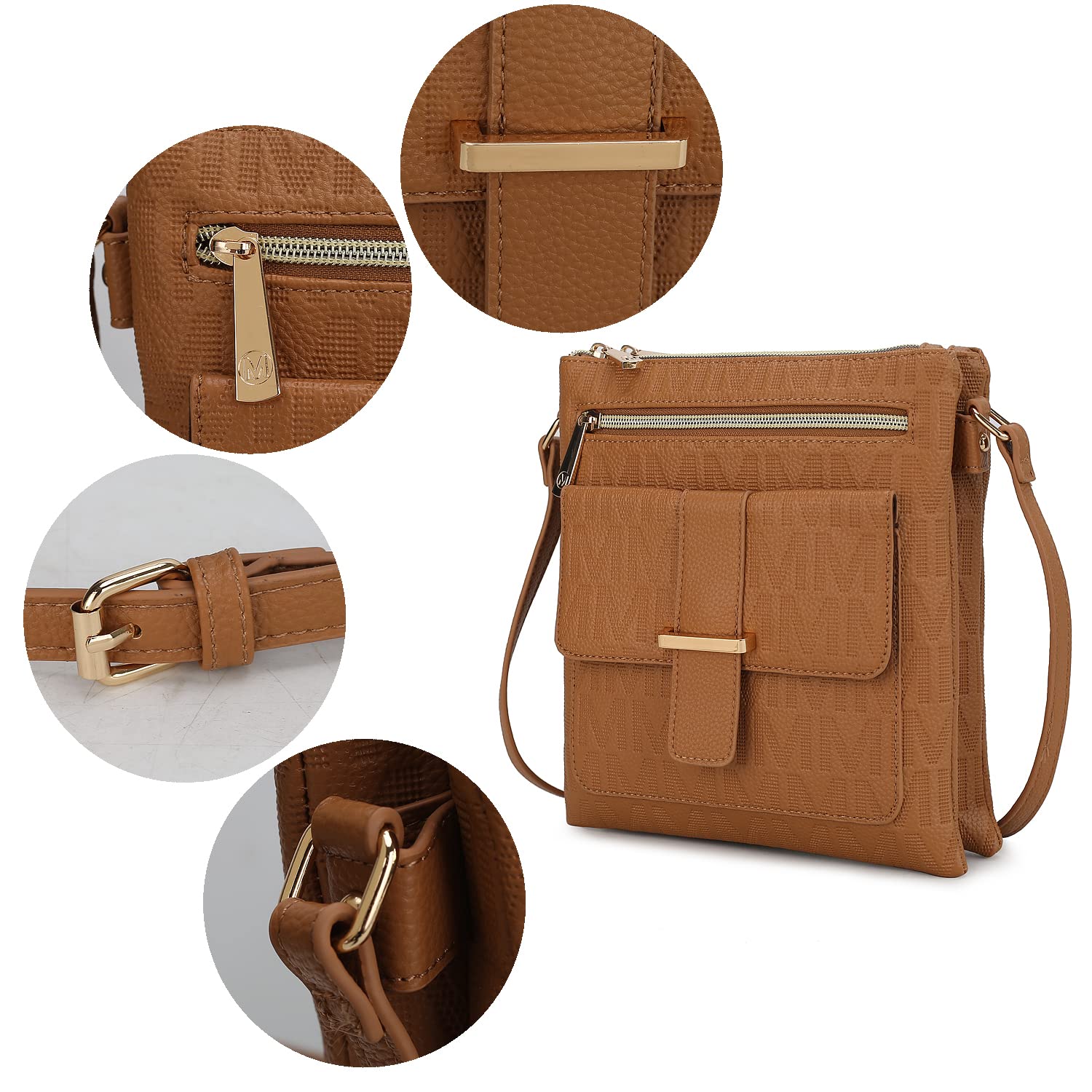 MKF Crossbody Bag for Women β PU Leather Pocketbook Handbag Triple Compartment Messenger Purse β Shoulder Strap