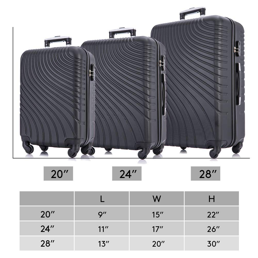 Apelila Fridtrip 4 Pieces Luggage Sets Hardshell Suitcase Carry On Luggage With Spinner Wheels (3 PCS ABS, Rose Gold)