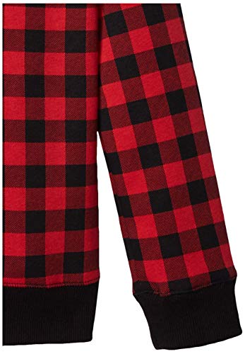 Amazon Essentials Boys' Fleece Crew-Neck Sweatshirts, Red, Buffalo Plaid, Medium