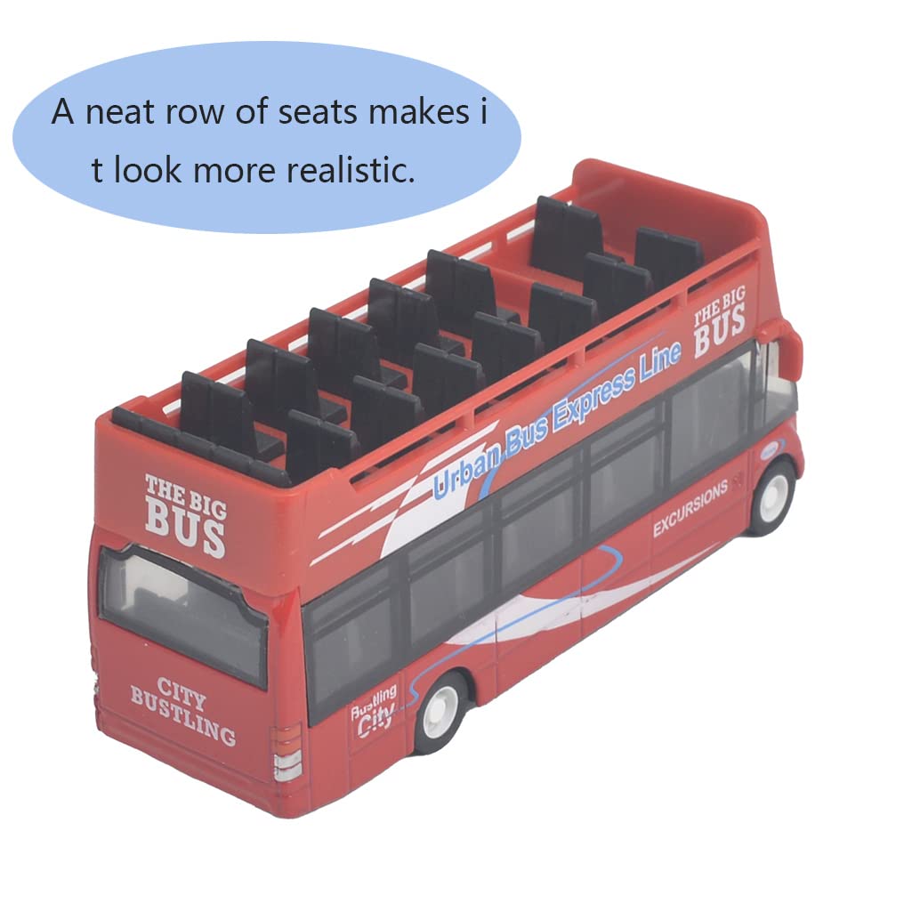 Ailejia City Double Decker Bus Toy Diecast New York City Sightseeing Bus Pull Back Vehicles Mini Model Car Lights and Music (Red)