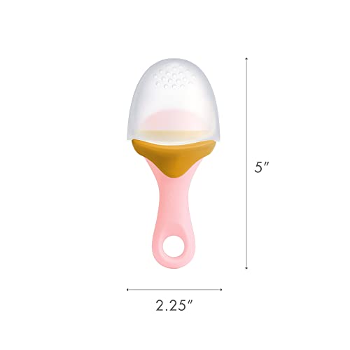 Boon PULP Silicone Baby Feeder β 2 Count β Orange/Pink and White/Mauve β Soft Silicone Vegetable and Fruit Feeders β Teething Baby Essentials