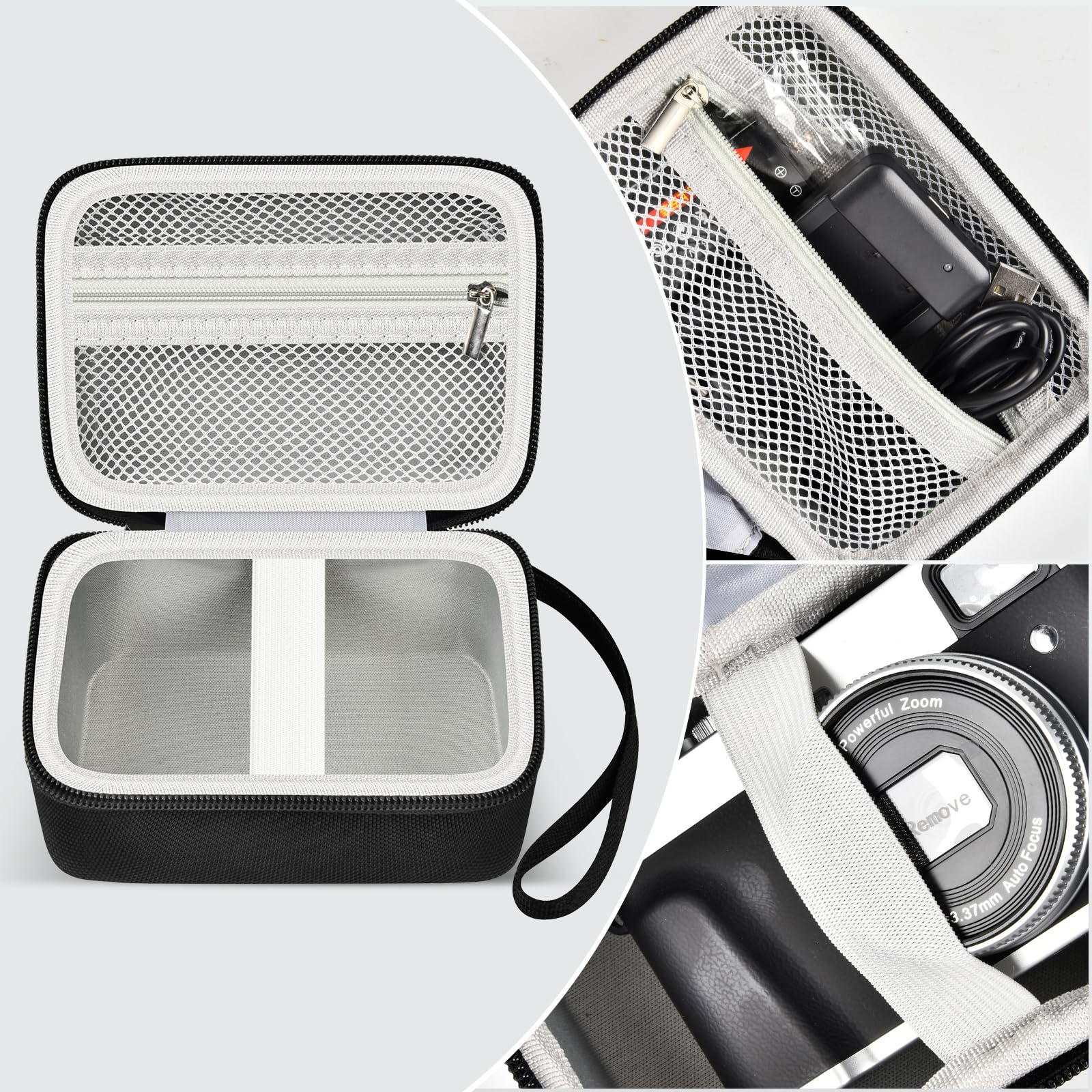 Againmore Hard Case Compatible with Hauyince/for ToAuite/for Lecnippy/for Bifevsr/for Lecran/for Saneen 4K 5K Digital Camera 48MP, Portable Camera Storage Cover-Black Bag+Black Zipper(Box Only)