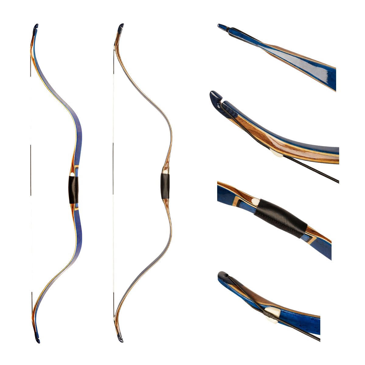 AF Archery Tatar Recurve Bow, Traditional Laminated Horse Bow for Mounted Archery and Precision Shooting, High Gloss Longbow Left Right Hand(Black, 40 lbs)