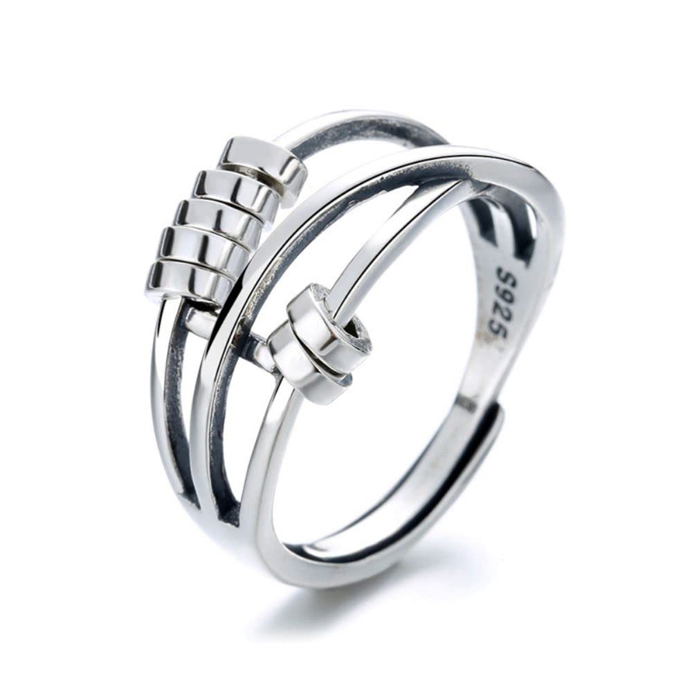 Anxiety Relief Ring β 925 Sterling Silver Spinner Ring β Fidget Rings for Anxiety for Women and Men β Modern and Elegant Design β Comfortable and Lightweight β Adjustable Size Ring Jewelry (RING1)