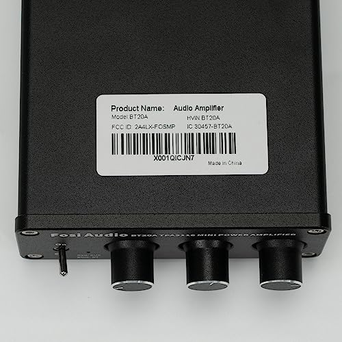 Fosi Audio BT20A Bluetooth 5.0 Stereo Audio 2 Channel Amplifier Receiver Mini Hi-Fi Class D Integrated Amp 2.0 CH for Home Speakers 100W x 2 with Bass and Treble Control TPA3116 (with Power Supply)