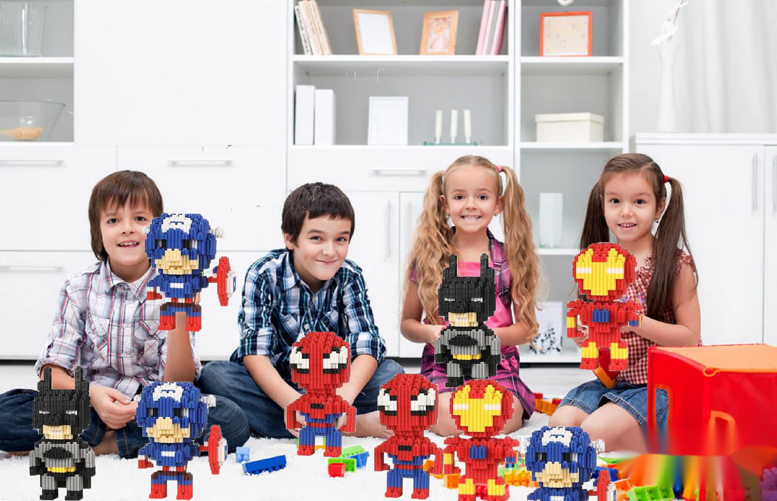 FAIRZOO Superheroes Smart Bricks 2 Boxes β Cap America and Bat Man β Two Gift Boxes in one Package β Totally 1260 Pieces Building Blocks, 3D Puzzle