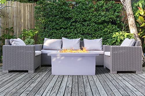 Bluegrass Living HF42181 Propane Fire Pit Table for Patio and Deck Use, MGO Construction, Includes Crystal Glass Beads and Protective Fabric Cover, 42 Inch x 20 Inch, Concrete Finish