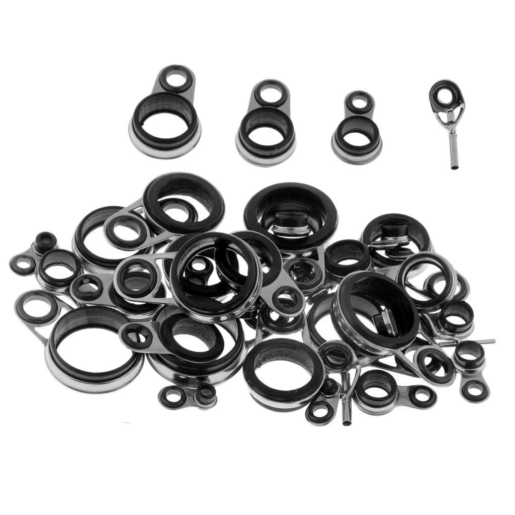 AFANGMQ 37Pcs Telescopic Fishing Rod Guides Top Ring Set Rod Repair Kit Mixed Sizes