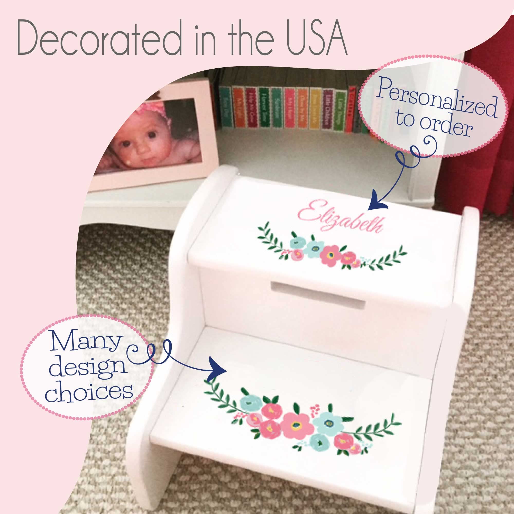 Personalized White Step Stool (Sports)