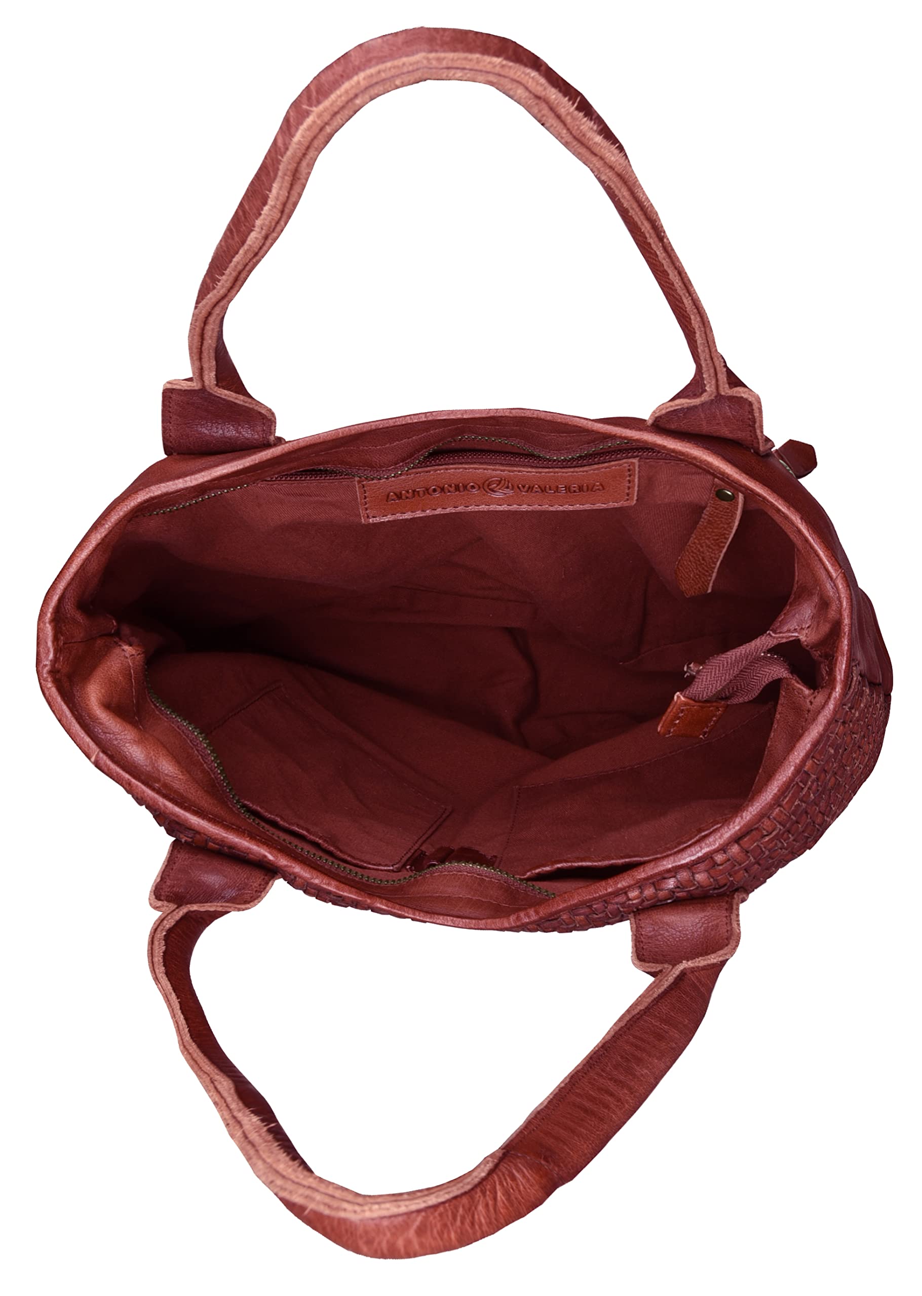 ANTONIO VALERIA Alice Red Braided Washed Leather HandBag for Women