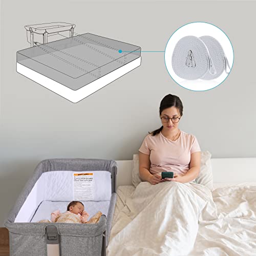 Kisdream Baby Bassinet Bedside Co Sleeper: Parents Next to Tall Bed Side Cradle Bassinette Attached Safe Cosleeper Crib Connected Portable Cosleeping for Newborn & Infant with Adjustable Height