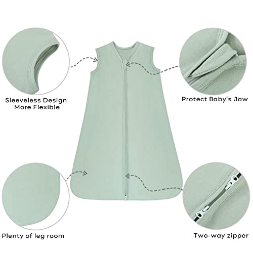 Looxii Baby Sleep Sack 6-12 Months 100% Cotton 0.5TOG Wearable Blanket Baby Sleeping Bag Soft Comfortable Toddler Sleeping Sack Green