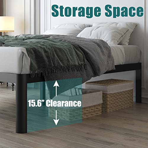 Yitong Angel 18 Inch Queen Bed Frame with Round Corner Edge Legs, 3500 lbs Heavy Duty Metal Platform Bed Frame Queen Size, Steel Slats Support/No Box Spring Needed/Noise Free/Non-Slip
