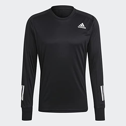 adidas Men's Own The Run Long Sleeve Tee, Black/Black, Large