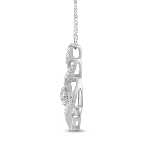 Amazon Essentials 10K White Gold Diamond Twist Pendant Necklace (1/4 cttw), 18" (previously Amazon Collection)
