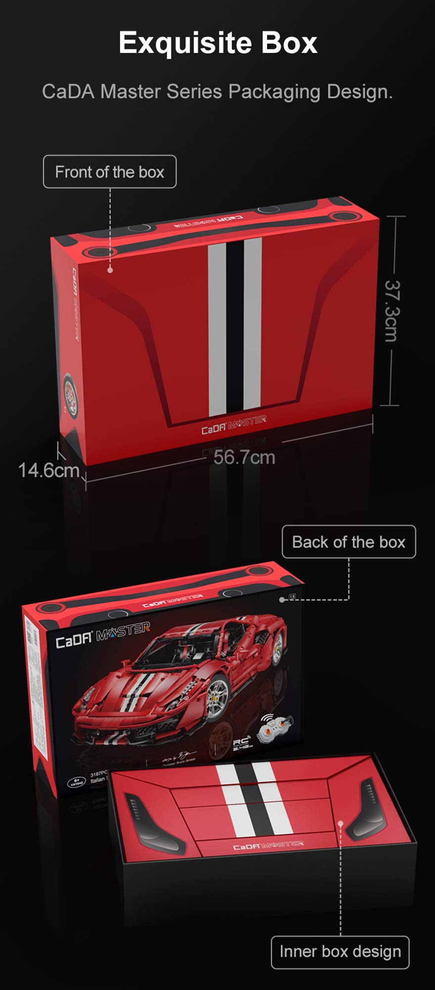 dOMOb Italian Super Car Building Kit – Innovative Stem Toys for 14+ Age Teens & Adults – Realistic Model 1:8 Simulated Build – Original MOC Design – 3236 Pieces or Blocks – for Hobbyist, Collector