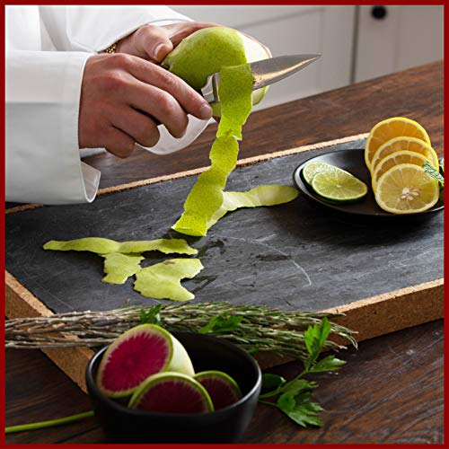 Saken Paring Knife 3.5 Inch Kitchen Utility Knife High Carbon Steel with Wooden Handle in Dark Wood Finish - Multipurpose Kitchen Knife for Mincing, Slicing, Chopping, and General Cutting Work