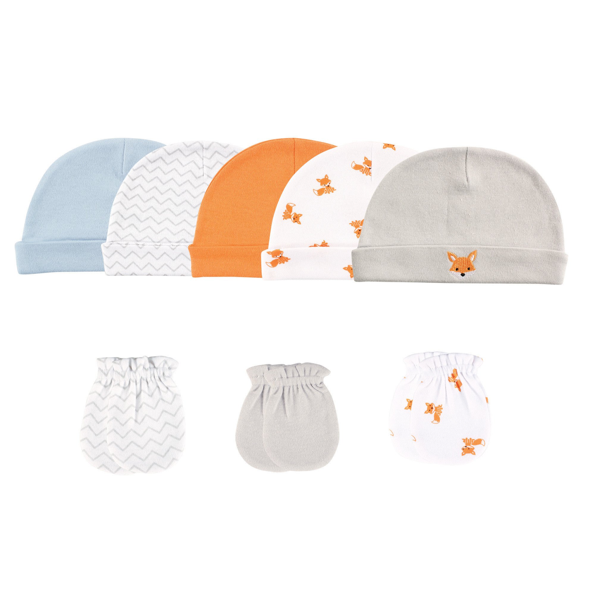 Luvable Friends baby girls Cotton Caps and Scratch Mittens Hat, Fox, 0-6 Months US