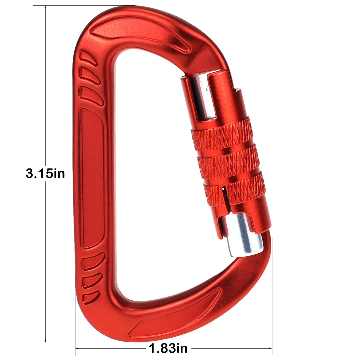 Auto Locking Carabiner Clips, 2Pack Heavy Duty Lightweight Aviation Aluminum D Shape Style Carabiner for Hiking Camping Hammock Keychain Dog Leash (Red)