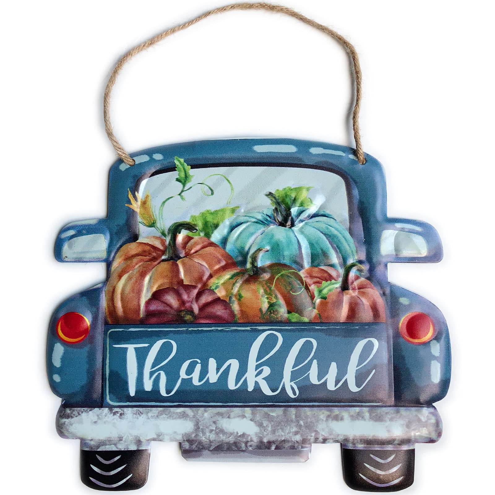 Fall Wreath Decorations for Front Door Wreaths for Front Door Outside Pumpkin Metal Truck Wreath DIY Supplies Autumn Thanksgiving Rustic Farmhouse Home Decor Thankful Wall Porch Garden Hanging Sign
