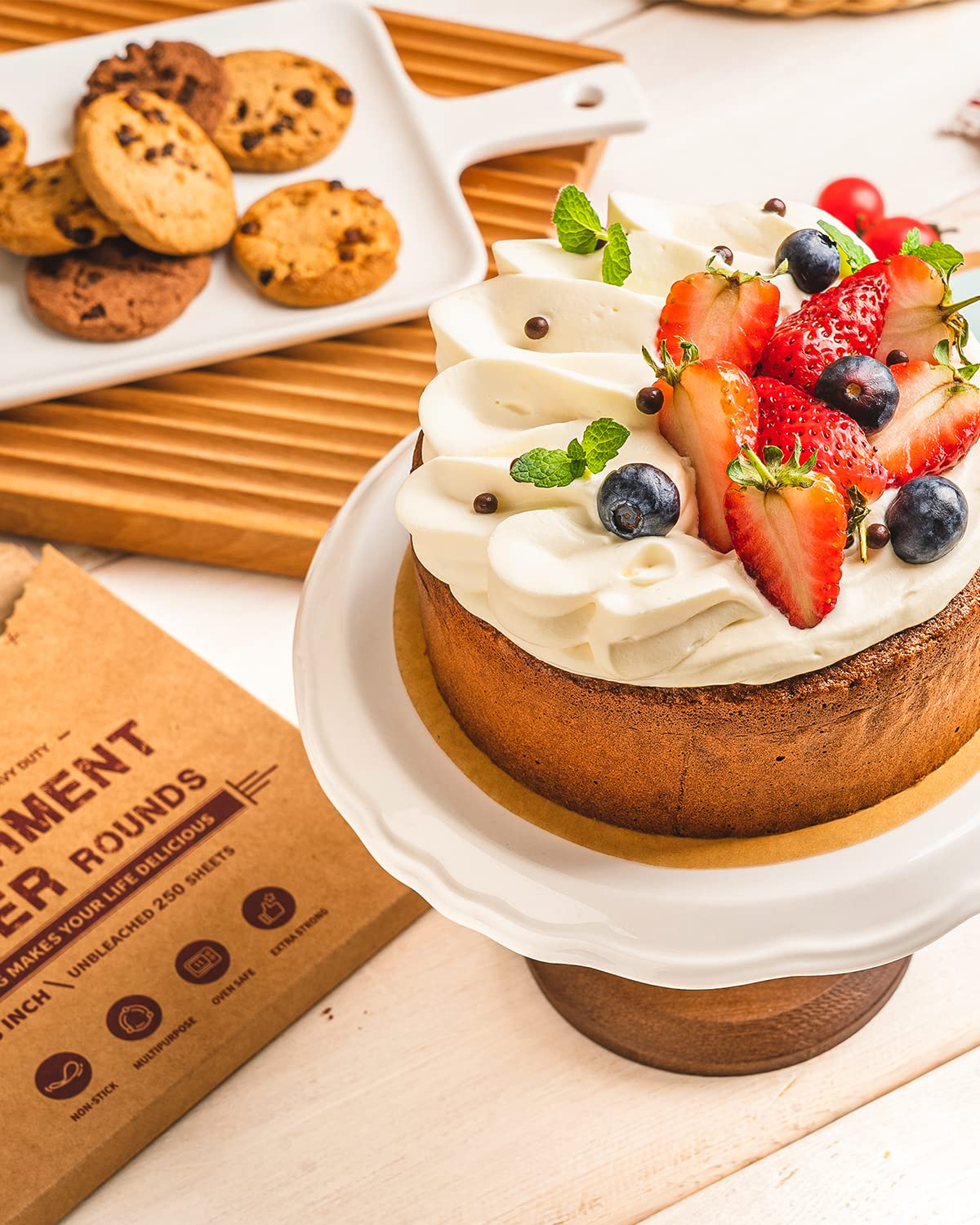 Baklicious 250Pcs 8 Inch Parchment Paper Rounds. Non Stick Round Parchment Paper, Baking Parchment Circles for Cake Baking, Patty Separating, Tortilla Wrapping