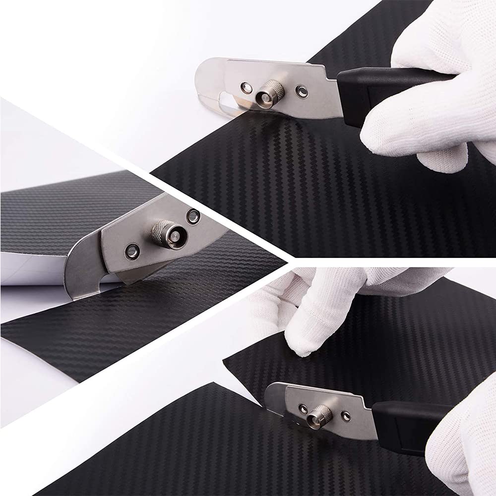Gomake Vinyl Backing Cutter Wrapping Paper Cutter Vinyl Knife with PTFE Coating Hidden Blade, 30 Degree Snap Off Blade Lockable Utility knife Retractable Box Cutter with Extra 10pcs Replace blades