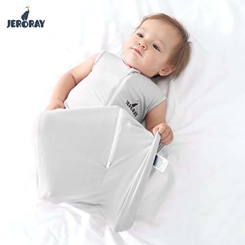 Jeroray Wearable Blanket-Stretchy Sleeping Bag,(0-6 Months) TOG 1.0,2-Pack,2 Way Zipper,Unisex,Owl&Solid Grey,Small