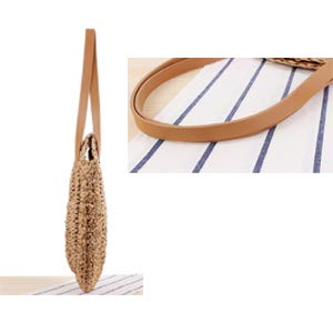 Donalworld Women Round Straw Pompom Shoulder Bag Corn Summer Woven Bags Coffee