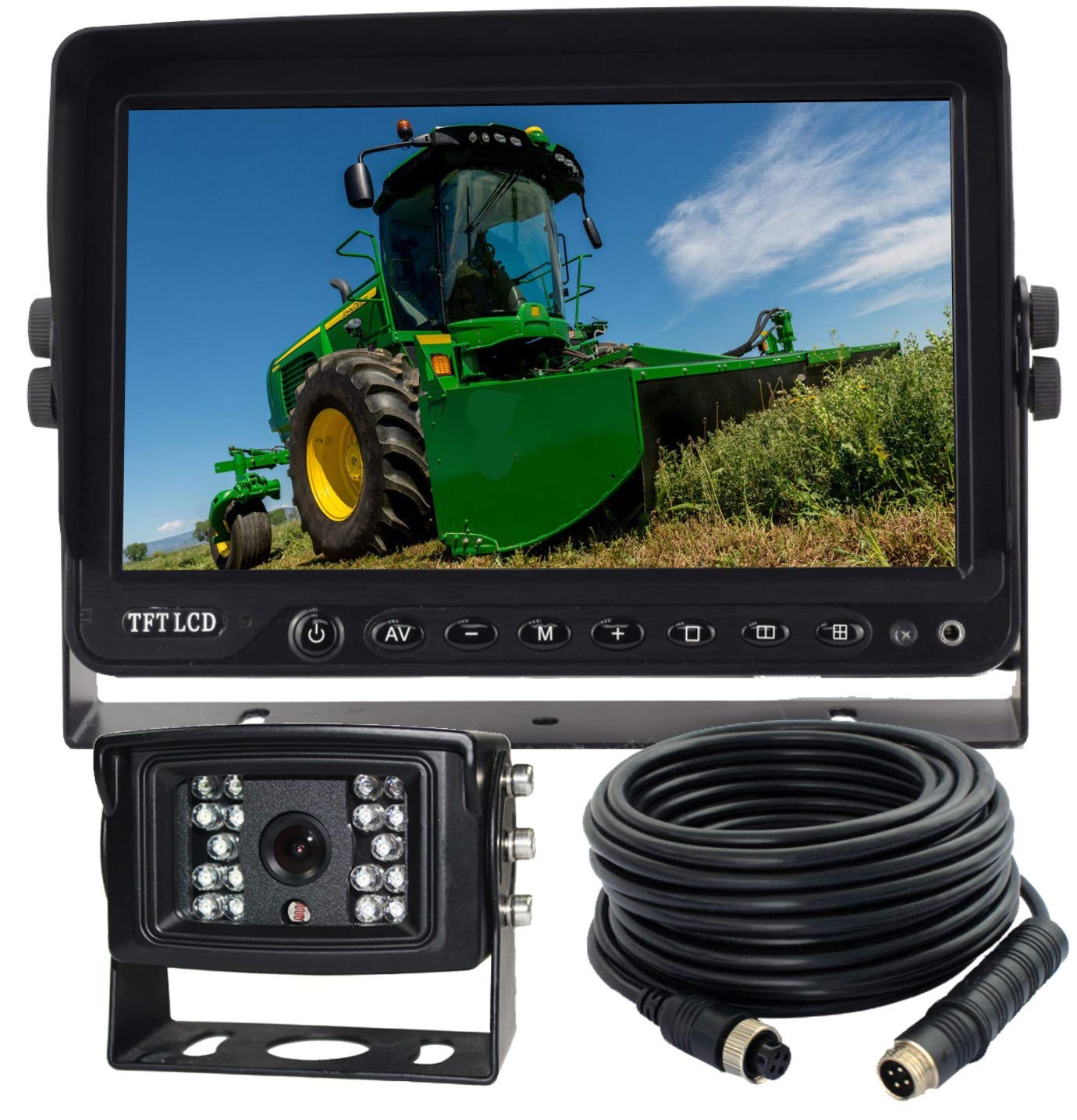 AHD 720P 9" Reverse Rear View Backup Camera System with TVS Protection Night Vision Waterproof IP69K Camera Mirror/FLIP Image for Tractor/Truck/RV/Bus/Motorhome/Excavator/Caravan/Skid Steer/Harvester