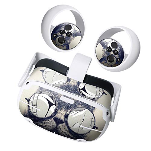 FAMKIT Sticker for VR Headset PVC Stickers Fingerprint-Proof Vinyl Decal Cover for Oculus Quest 2 VR Headset Parts