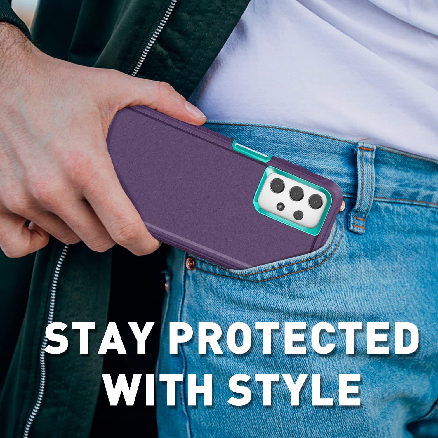 AICase for Galaxy A23 Case(6.6") Case,Heavy Duty Rugged Phone Cover,Durable Military Grade Protection Shockproof/Drop Proof/Dust-Proof Protective for Samsung Galaxy A23 5G 2022 Purple/Blue