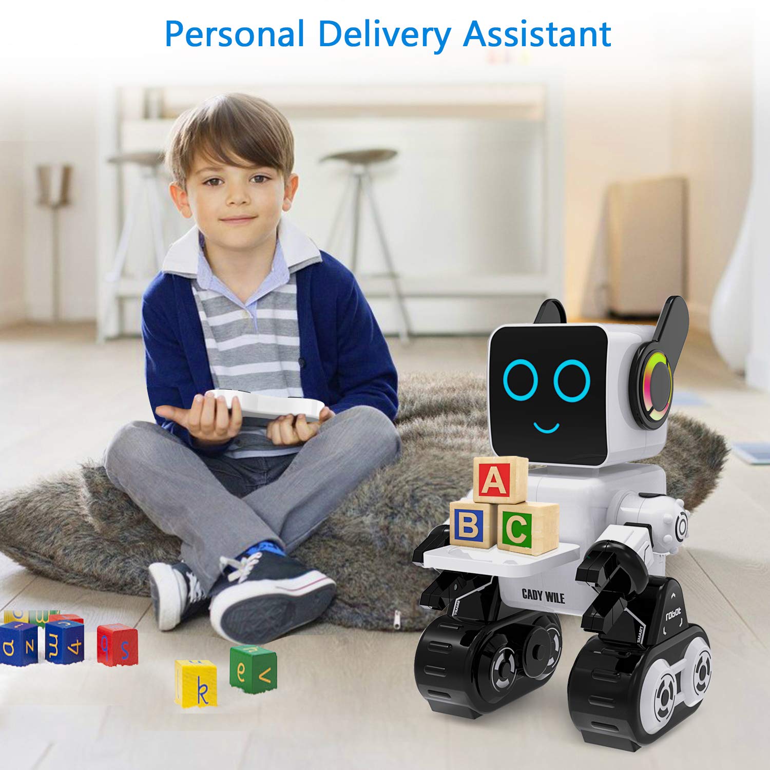 anysun Robot Toy for Kids, Remote Control Learning Educational Intelligent Programming RC Robot, Sing, Dancing, Talk, Play with Kids as a Gift for Child（Light White）