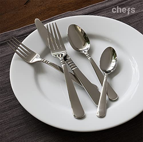 Chefs 18/10 Stainless Steel 44pc Flatware Set, Service for 8, Harlow