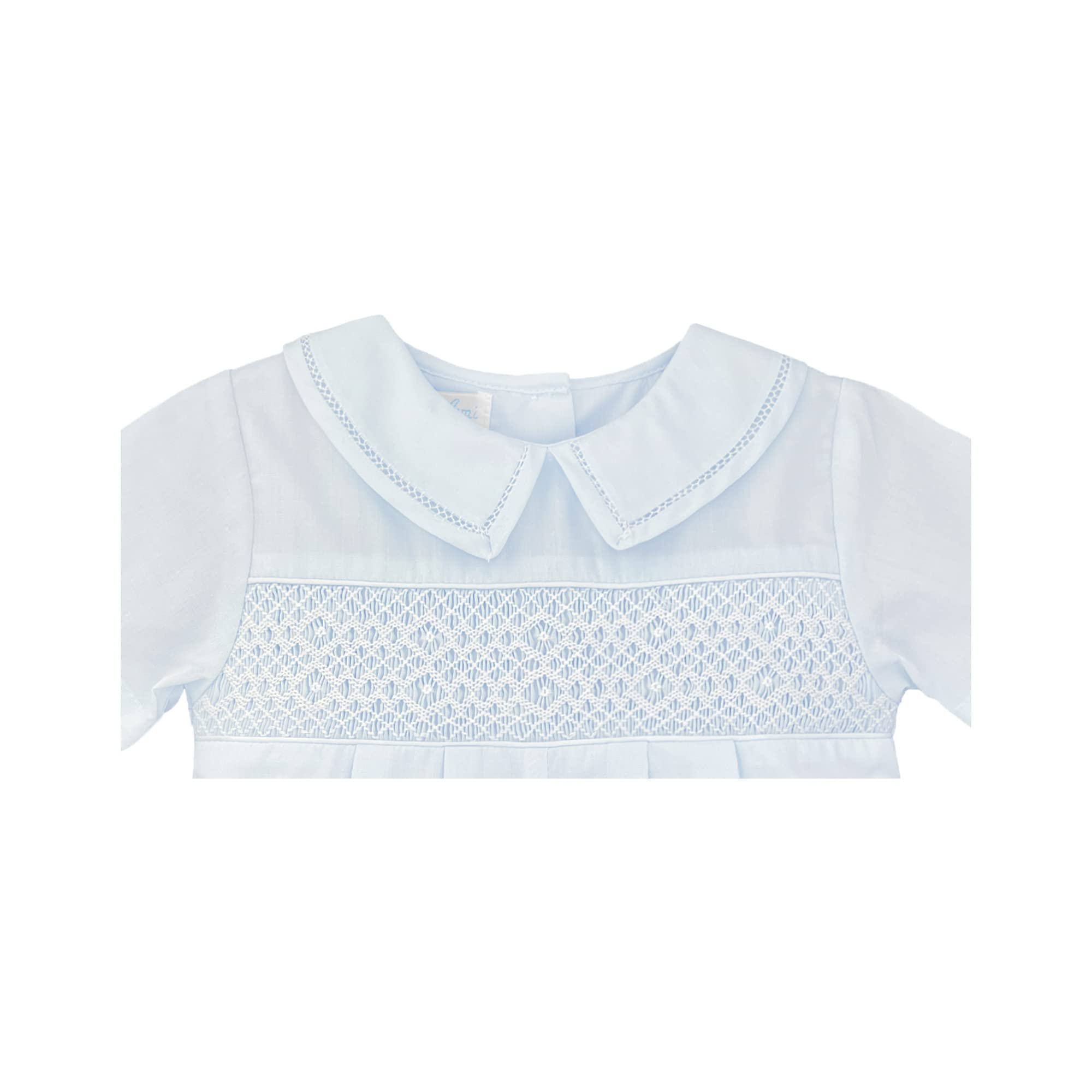 Petit Ami Baby Boys' Romper with Smocking and Faggoting, 12 Months, Blue