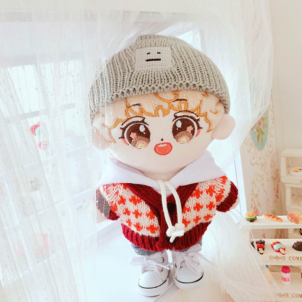 niannyyhouse Sweater Suit 4-Piece Set Dress Up Hat Jeans Hoodie 7.8in(20cm) Plush Doll Clothes Accessories
