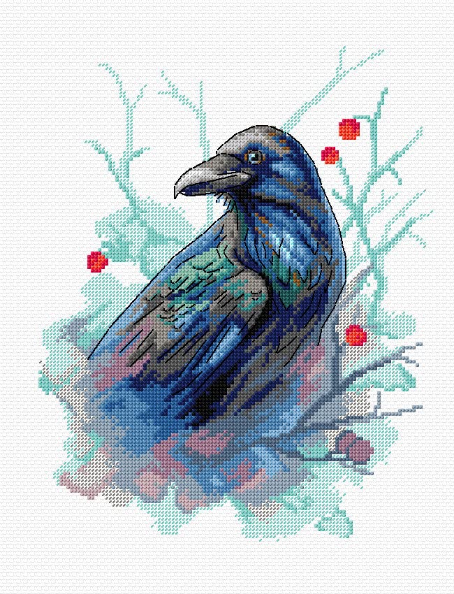 Counted Cross-Stitch Kit on Aida Canvas with Raven. Fabulous Ornament 7.09x9.06 inches 130CS. Marvelous for Art & Craft Amateurs