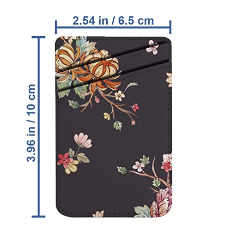 Diascia Pack of 2 - Cellphone Stick on Leather Cardholder ( Floral Peony Flowers Pattern Pattern ) ID Credit Card Pouch Wallet Pocket Sleeve