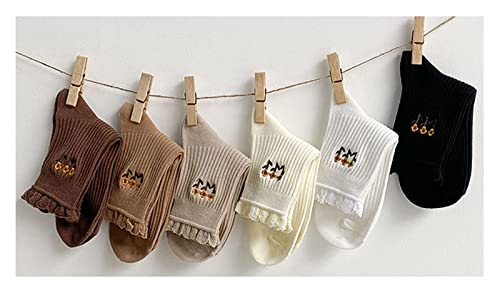 AHLOKI Womens Socks, Ruffle Turn-Cuff Casual Ankle Socks Cool Thin Cotton Knit Lettuce Low Cut Frilly Sock (Color : Mixi-4pcs)