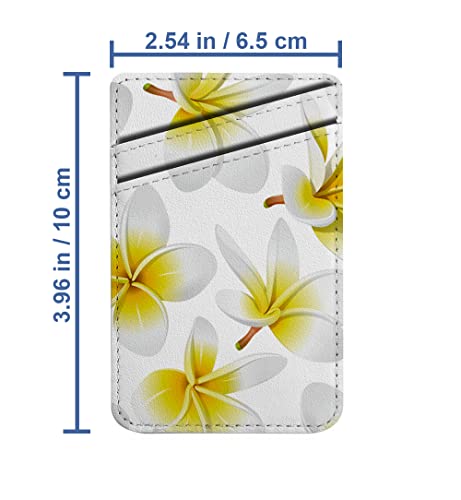Diascia Pack of 2 - Cellphone Stick on Leather Cardholder ( Frangipani Plumeria Tropical Flowers Pattern Pattern ) ID Credit Card Pouch Wallet Pocket Sleeve
