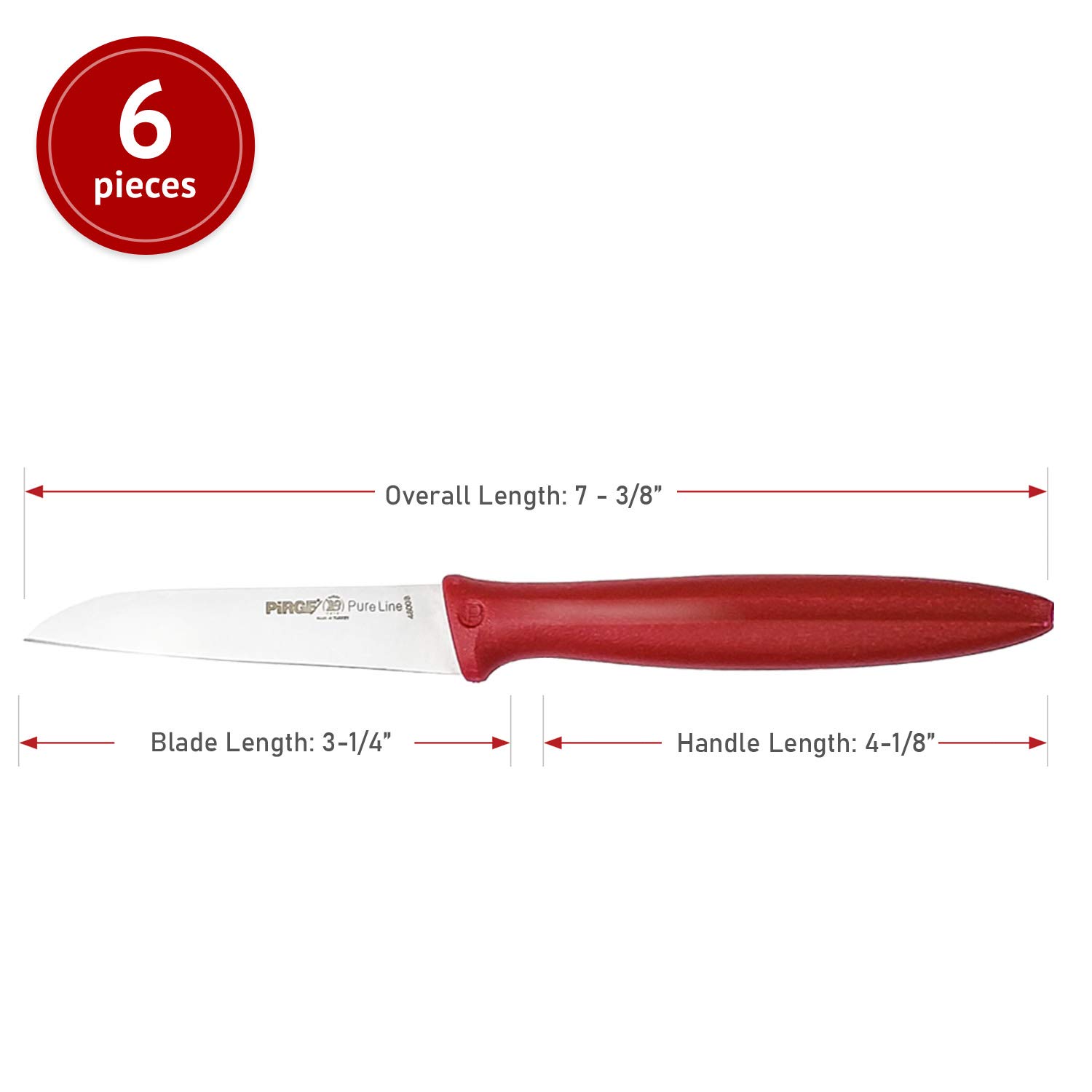 AGTrade Paring Knife Set of 6, Classic Pairing Knives, Small Kitchen Knife Fruit Vegetable Tomato Knife 3.5" Inch Utility Small Straight Edge Spear Point
