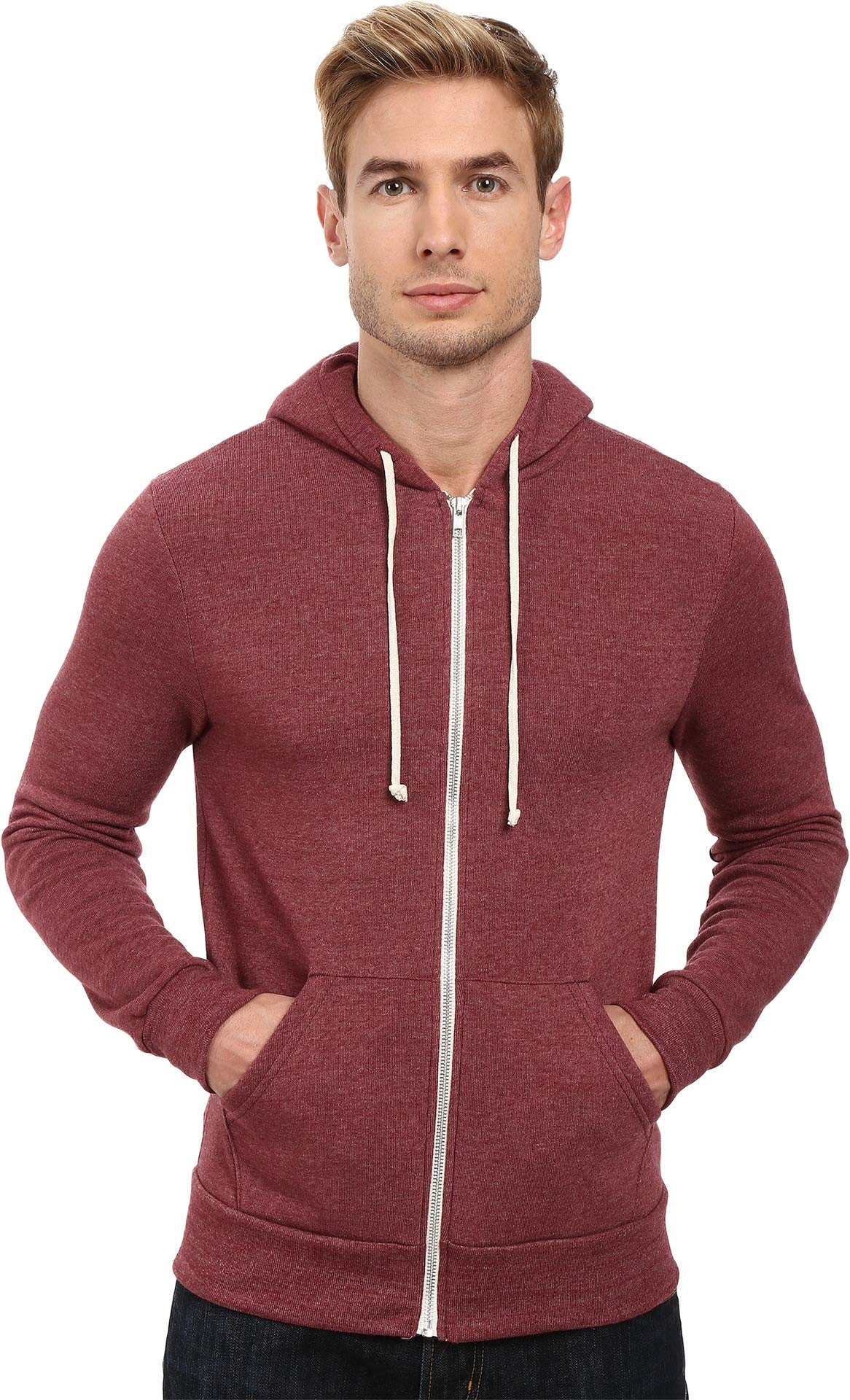Alternative mens Rocky Eco-fleece Zip Hoodie Sweatshirt, Eco True Currant, Medium US