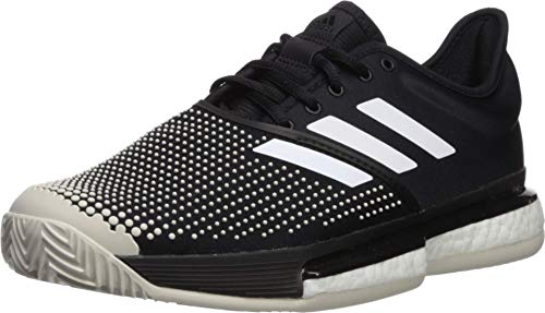 adidas Men's SoleCourt Boost Clay Tennis Shoe, Black/White/raw White, 14.5 M US