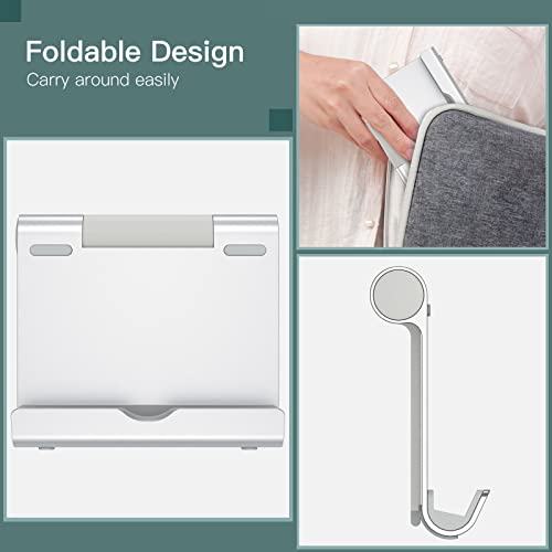 JETech Tablet Stand, Adjustable Portable Desktop Holder, Foldable Dock for iPad/iPad Pro/Air/Mini, Galaxy Tab A8/A7 Lite/A7/S8/S7, Kindle, Tab/Phones(4-13"), Silver