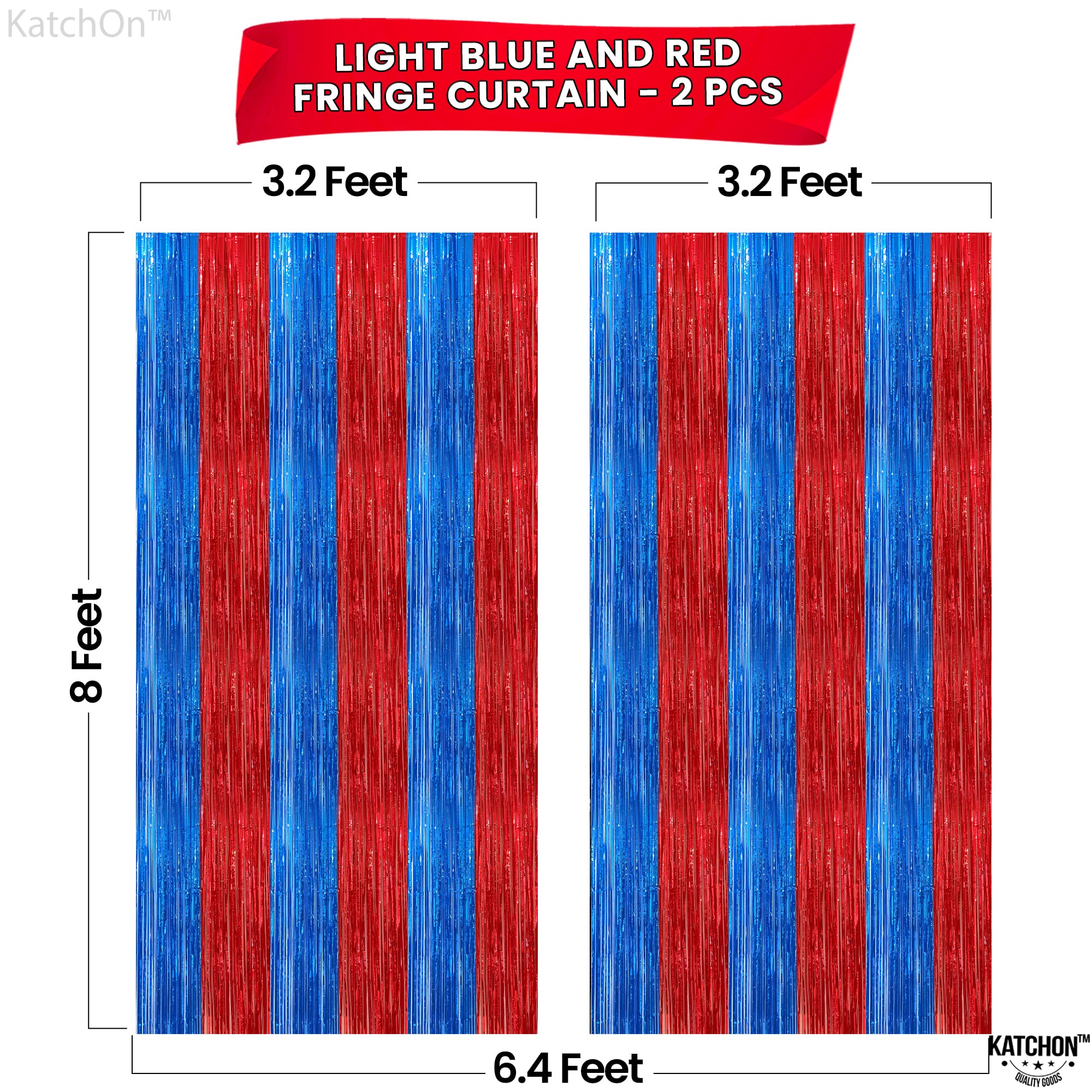 KatchOn, Red and Blue Streamers, Pack of 2 - Xtralarge, 8x3.2 Feet | Red and Blue Fringe Curtain, Red and Blue Party Decorations | Circus Theme Party Decorations | Red and Blue Carnival Decorations