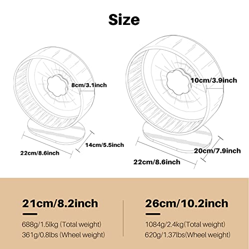 Bucatstate Hamster Exercise Wheel Super-Silent with Adjustable Base Dual-Bearing Cage Accessories Quiet Spinning Running Wheel for Dwarf Syrian Hamster Gerbils and Other Small Animals