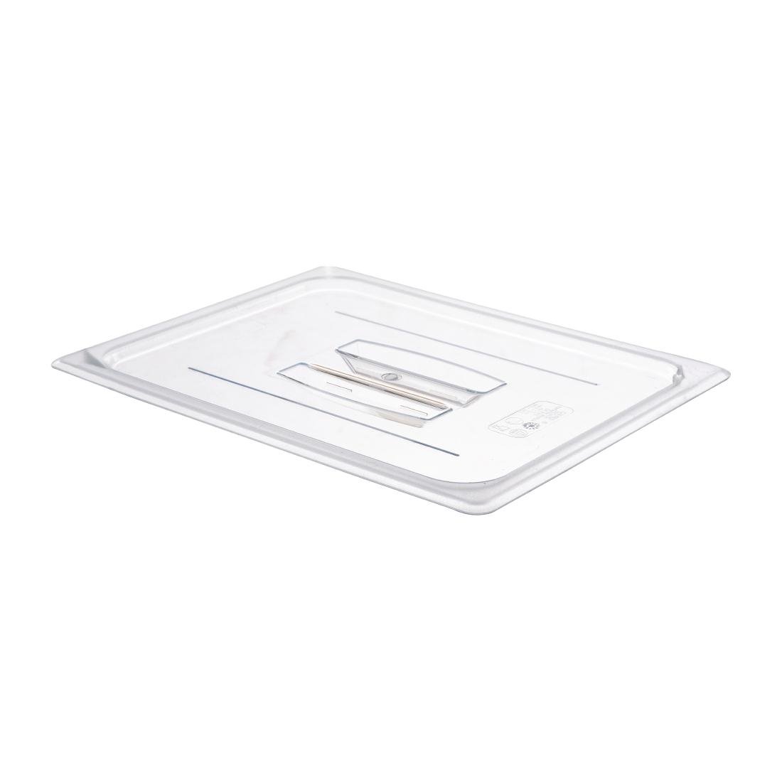 Cambro 20CWCH135 Camwear 1/2 Size Clear Polycarbonate Handled Lid