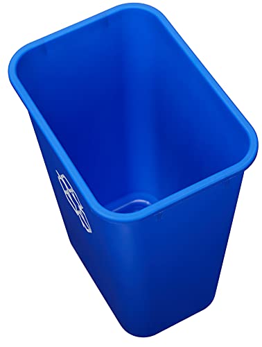 Amazon Basics Rectangular Commercial Office Wastebasket, Recycle Logo, 10 gallon (Pack of 1), Blue (Previously AmazonCommercial brand)