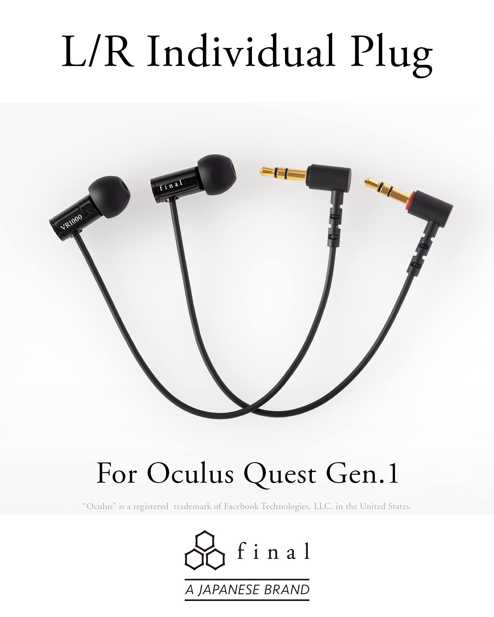 final VR1000 – Immersive 3D Live Sound Earphones for Oculus Quest with L/R Separated 3.5mm Gold-Plated Plug